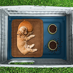 YITAHOME 34.6'' Large Plastic Dog House with Liftable Roof, Indoor Outdoor Doghouse Puppy Shelter with Detachable base and Adjustable Bar Window Water Resistant Easy Assembly (34.6''L*29.1''W*24.2''H)