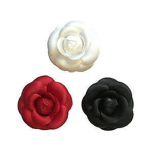 M&S Schmalberg Camellia Silk Fabric Flower Pin Brooch Flower. Red Camellia Brooch Pin - Hand-made in New York's Garment Center (American Made)