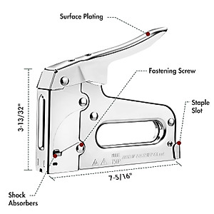 Arrow T50 Heavy Duty Staple Gun Kit, All Chrome Steel Stapler, with 3750 Pieces T50 1/4", 3/8", 1/2" Staples, for Upholstery Professional Projects