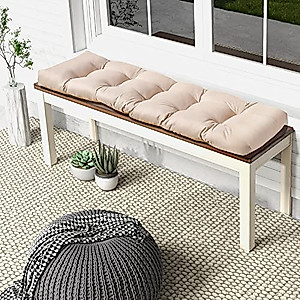 Giantex Outdoor Bench Cushion, 52 x 19.5 Inch Thick Tufted Patio Cushion Pads for Garden Sofa Settee Couch, Loveseat, Waterproof Patio Furniture Swing (Beige)