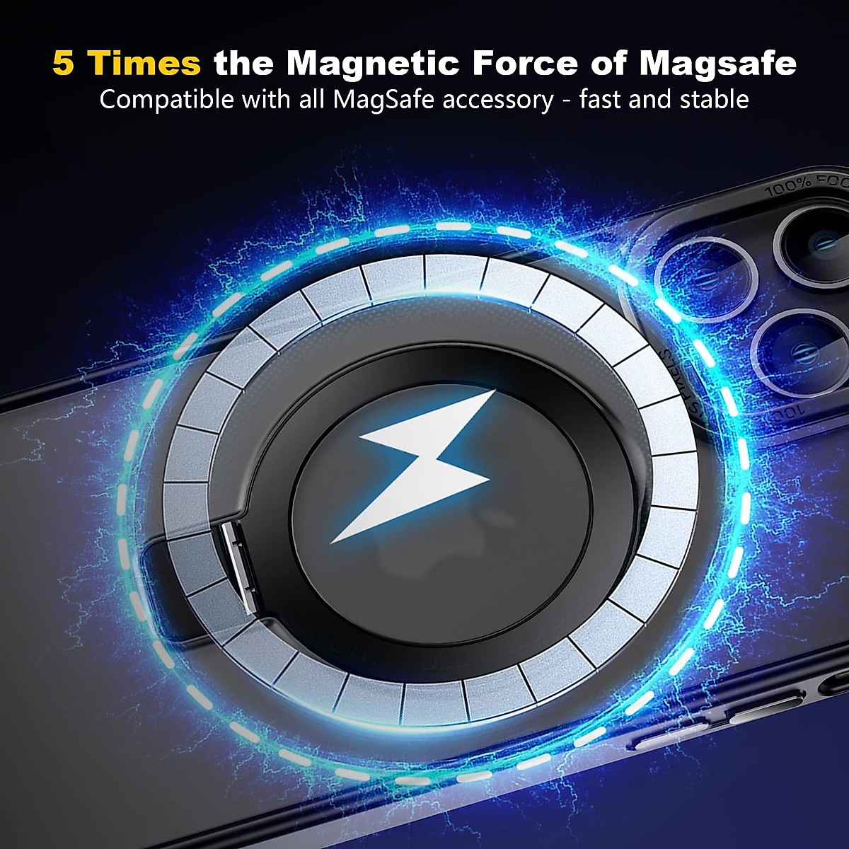 IKARY for iPhone 13 Pro Max Case with Hidden Magnetic Stand Compatible with Magsafe & Military-Grade Drop Protection - Shockproof Translucent Matte iPhone 13 Pro Max Phone Case, Black