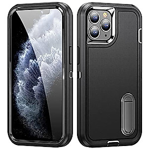 IDweel iPhone 11 Pro Max Case with Build-in Kickstand,Heavy Duty Protection Shockproof Anti-Scratch Rugged Protective Durable Case Hard Cover for iPhone 11 Pro Max 6.5 Inch,Black