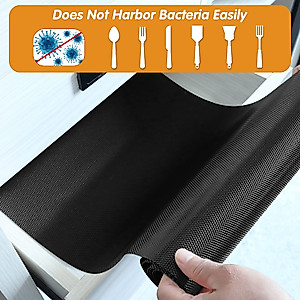 Shelf Liner Kitchen Drawer Mats, Non Adhesive EVA Material Refrigerator Liners with Waterproof Durable Fridge Table Place Mats for Cupboard, Cabinet, Drawer Liner-Black-11.8 inch * 78.7 inch
