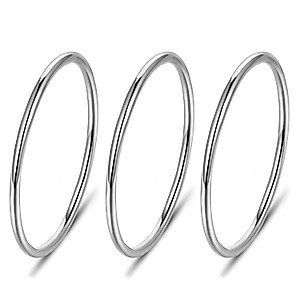 Nostrand Sterling Silver 1mm Stackable Wire Ring (Pack of 3) (9)