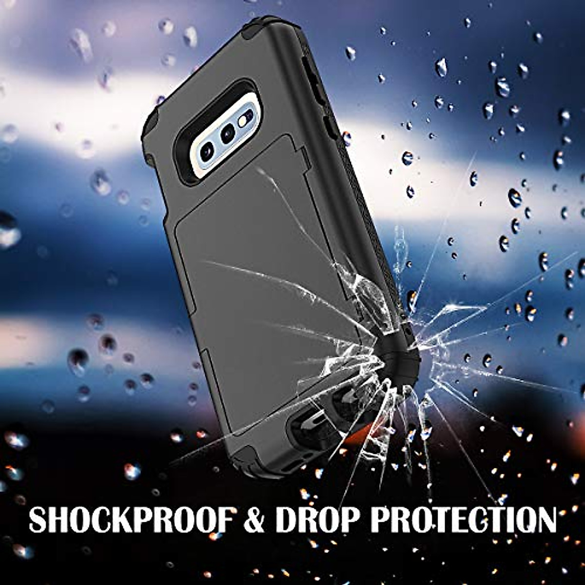 WeLoveCase Galaxy S10e Wallet Case Built in Screen Protector S10e Defender Wallet Card Holder Cover with Hidden Mirror 3 Layer Shockproof Heavy Duty Protection Case for Samsung Galaxy S10e Black