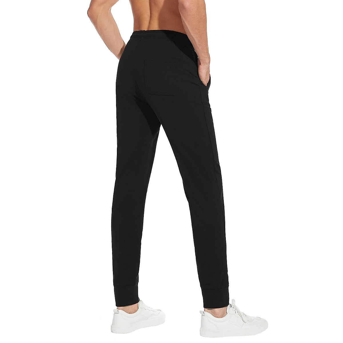 SEVEGO Men's 34" Inseam Tall Lightweight Cotton Joggers with Zipper Pockets Active Sweatpants Work Sports Track Pants Black XL