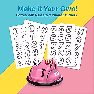 Kidzone 6V Electric Ride On Bumper Car for Kids & Toddlers 1.5-5 Years Old, DIY Sticker Baby Bumping Toy Gifts W/Remote Control, LED Lights & 360 Degree Spin, ASTM Certified