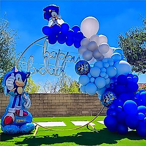 130pcs Royal Blue Balloons Garlands Kit, 18" 12" 10" 5" Different Sizes Pack Dark Blue Latex Balloon Arch for Birthday Baby Shower Wedding Gender Reveal Party Decorations(With 2 Ribbons)