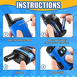Walkie Talkies Toys for Kids 3-6: DASTION-99 Mini Robots Walkies Talkie Birthday Gifts for 3 4 5 6 Year Old Boys Toys for 3-5 Year Old Boy Outdoor Games for Kid Blue 2 Pack