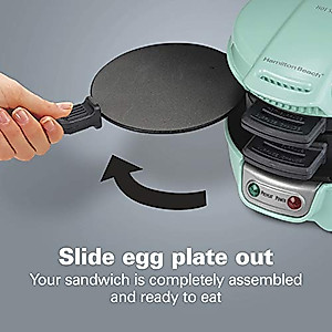 Hamilton Beach Breakfast Sandwich Maker with Egg Cooker Ring, Customize Ingredients, Perfect for English Muffins, Croissants, Mini Waffles, Dorm Room Essentials, Mint (25482)