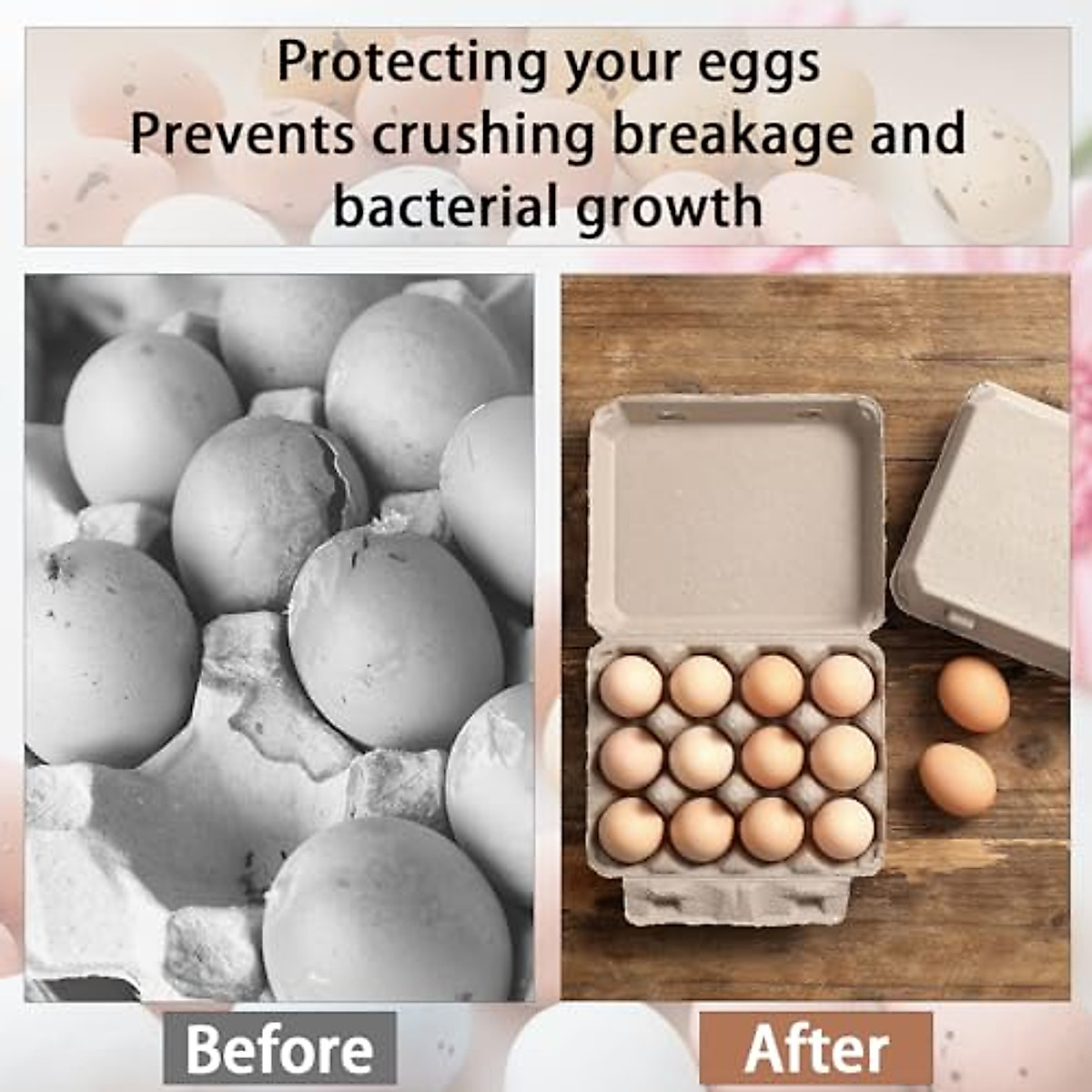 vwpvdeeg 25 Pack Half Dozen Egg Cartons, 3x4 Style Blank Natural Pulp Egg Carton Bulk 12 Count for Chicken Eggs or Duck Eggs, Reusable, Protects, Egg Storage Containers for Home Kitchen and Farmhouse