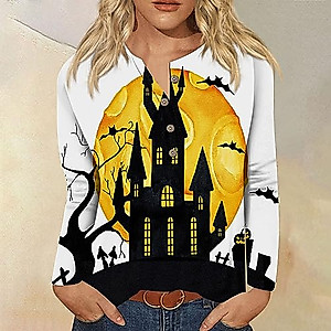 JJHAEVDY Halloween Fashion Sweatshirts for Women Half Zip Tops Letter Vintage Sweatshirt Button Down Shirts Sweatshirt for Womens Fashion Tshirts(5-White,Medium)