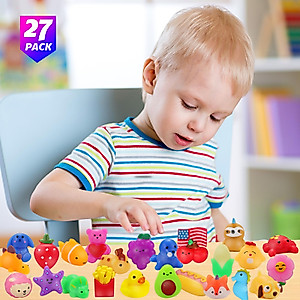 VNAMO Squishy Toys, 27-Pack Squishies Party Favors for Boys Girls Kids, Mochi Mini Kawaii Squishy Fidget Stress Reliever Anxiety Toys Set, Classroom Prize Bulk Gifts for Christmas Treat Goody Bags