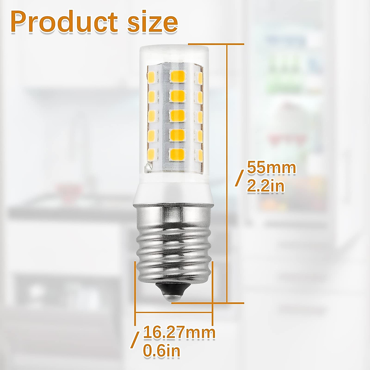 PANDEELS 5304517886 KEID28A KEL2811 Refrigerator Bulb, KEID28M E17 3W LED Freezer Light Bulbs Replaces KEI D28A, KEI D28M, KEL 2815, 5304498578, 241552807, 297114000 (AC100-130V,Pack of 2)