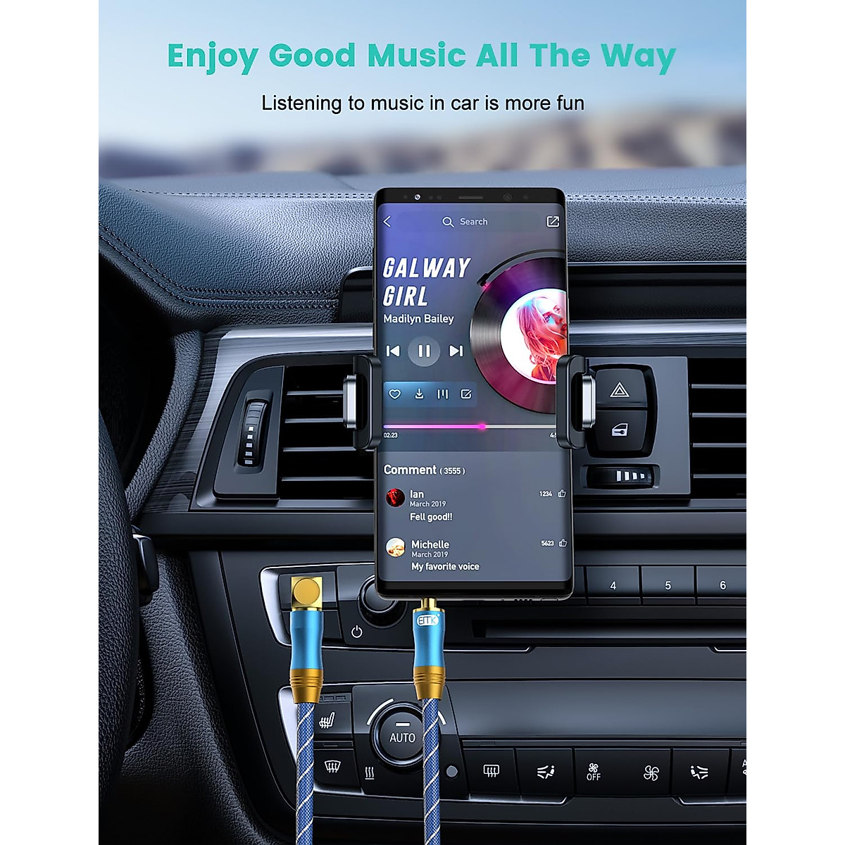 90 Degree Right Angle Aux Cable - [24K Gold-Plated,Sound Quality] EMK Audio Stereo Male to Male Cable for Laptop, Tablets, MP3 Players,Car/Home Aux Stereo, Speaker or More (4Ft/1.2Meters)