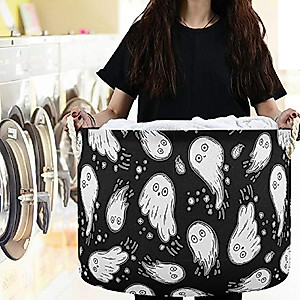 visesunny Collapsible Large Capacity Basket Ghost Cartoon Character Clothes Toy Storage Hamper with Durable Cotton Handles Home Organizer Solution for Bathroom, Bedroom, Nursery, Laundry,Closet
