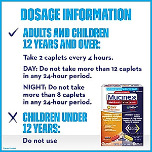 Mucinex Maximum Strength Sinus-Max (Day) Pressure, Pain & Cough & Nightshift (Night) Sinus Caplets, Fast Release, Powerful Multi-Symptom Relief, 20 caplets (12 Day time + 8 Night time)