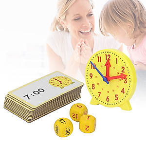 VBESTLIFE Kids, Educational Learning Teaching Clock Toy Gift with 3 Dices 24 Cards Teaching Clocks for Kids Early Development & Activity Toys