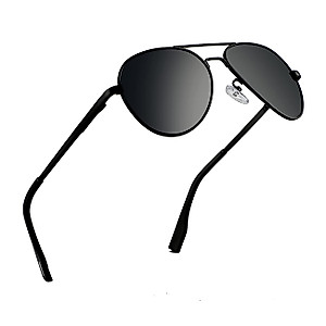 JOVAKIT Kids Small Polarized Aviator Sunglasses for Girls and Boys Age 4-16 (Black/Grey)