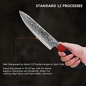 Japanese Chef Knife 8 Inch Damascus Chefs Knife Japanese Kitchen Knives Professional Gyuto Cooking Knives High Carbon Stainless Steel Cutting Vegetable Meat Cleaver with Gift Box
