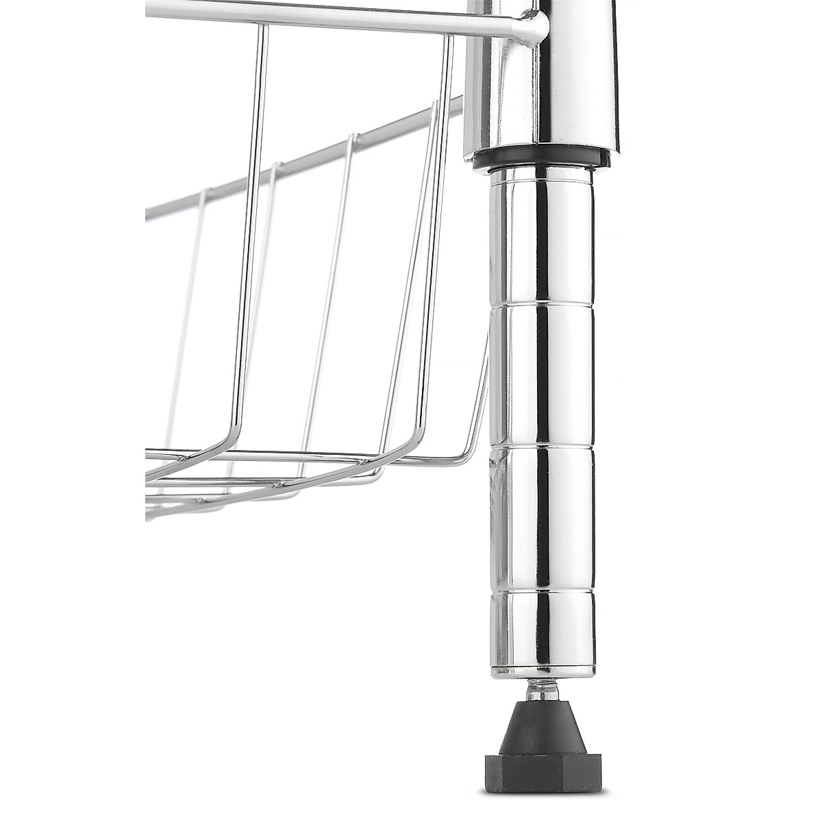 Whitmor Supreme Stacking Shelf with Basket - Adjustable Home Organizer - Chrome
