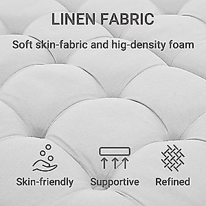 Tbfit Large Square Storage Ottoman Bench, Tufted Upholstered Coffee Table Ottoman with Storage, Oversized Storage Ottomans Toy Box for Living Room (Beige)