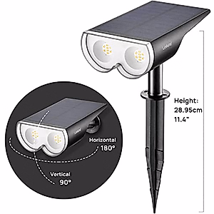 Linkind StarRay Solar Outdoor Lights, IP67 Waterproof Solar Landscape Spotlights, 16 LEDs Solar Lights for Yard Garden Driveway Porch Walkway, Auto On/Off 3000K 2-in-1 Solar Wall Lights, 2 Pack