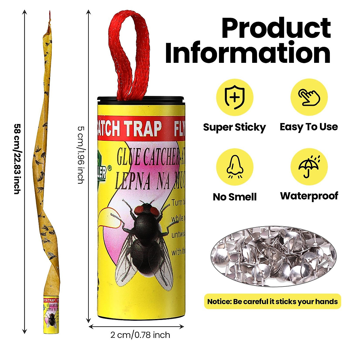 Qualirey 160 Pack Fly Strips Sticky Fly Trap Indoor Outdoor Hanging Fly Ribbon Tape Paper Flying Insect Trap Gnat Killer Traps for Fruit Flies, Bug, Insect, Pest (Yellow)