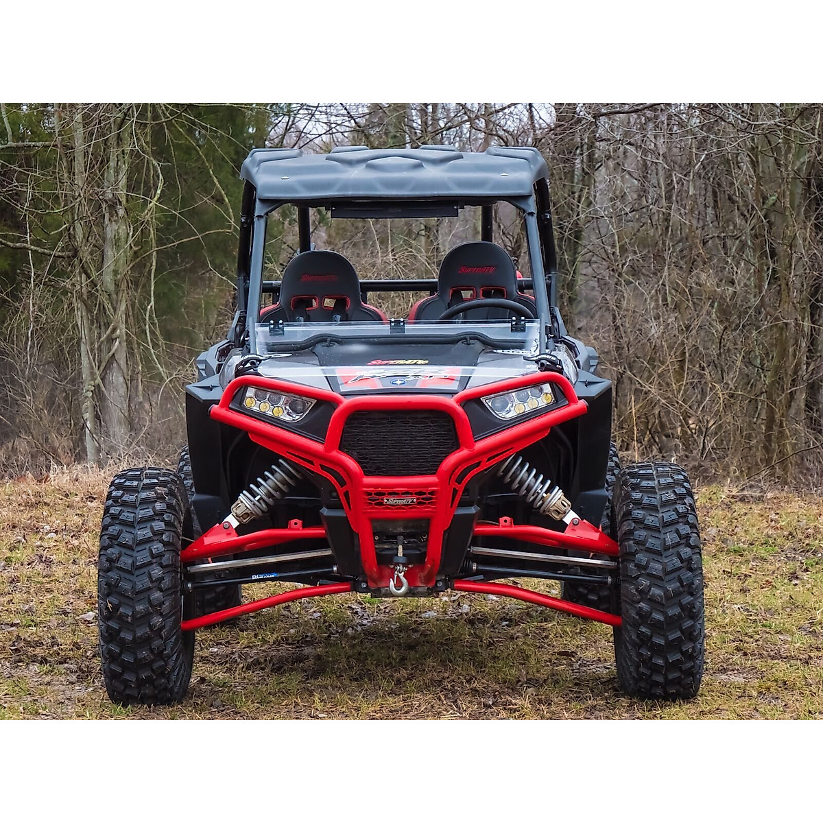 SuperATV.com Scratch Resistant Flip/Fold Down 2-in-1 Windshield for Polaris RZR 900 / S 900 / 4 900 | 1/4" Thick Polycarbonate 250X Stronger than Glass | Hard Coated | USA Made