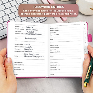 GoGirl Password Book with Alphabetical tabs - Internet Address & Password Keeper Logbook for Password Organization. Journal Notebook for Saving Website Logins Pocket Size 4.0"x5.5", Hot Pink