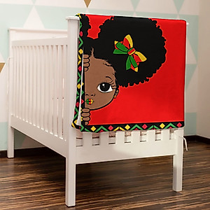 HawSkgFub Baby Toddler Girl I Am Black History African American Juneteenth Blanket Nursery Inspirational Afro Melanin Flannel Fleece Swaddling Blankets Soft Lightweight Newborn Kids Crib Bedding 30x40