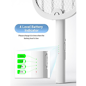 YISSVIC Electric Fly Swatter Foldable Bug Zapper Racket 2 in 1 Mosquito Killer with Purple Attractant Light Rechargeable 1800mAh for Indoor Home Backyard Patio Camping