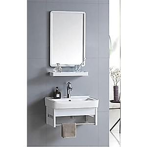 DANSEELEE 16.9" Modern Small Wall Metal Bathroom Vanity Sets with Ceramic Sink Aluminum Alloy Frame