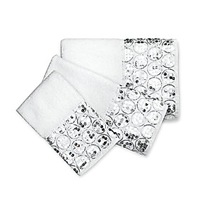 Popular Bath Sinatra Modern Bathroom Towel Set 3 Piece Hand and Wash Towel Luxury Contemporary Decor Bling Bath Towel Sets Soft, Plush and Highly Absorbent, White