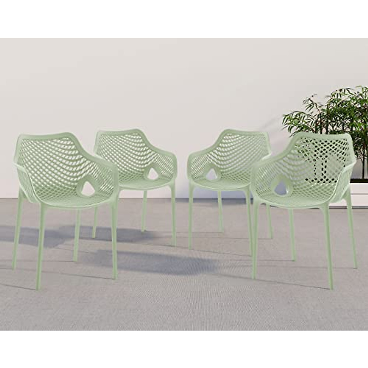 Meridian Furniture 329Mint Modern | Contemporary Patio Dining Chair with Polypropylene Plastic, Weather Resisting for Indoor or Outdoor Use, Set of 4, 22.5" W x 24.5" D x 31.5" H, Mint
