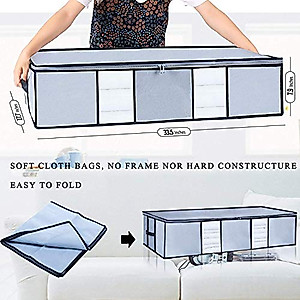 Under-bed Storage Bags [3-Pack] Large Capacity Storage Container Organizers| Folding Under Bed Storage Containers with Reinforced Zipper and Handles, Storage Containers for Comforter, Beding, Blanket, Clothing, Shoe