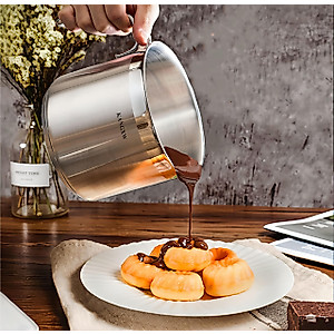 KANGXW Stainless Steel Milk Pot, 1.5 Quart Pan, With Pour Spout and Filter Glass Lid Induction Milk Pots, Sauce, Gravy, Pasta Stock Pot (1.5qt)