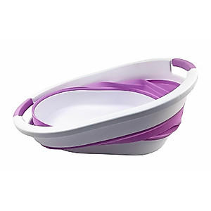 SAMMART 23L (6 gallon) Collapsible Plastic Laundry Basket - Foldable Pop Up Storage Container/Organizer - Portable Washing Tub - Space Saving Hamper/Basket (1, White/Pale Purple)