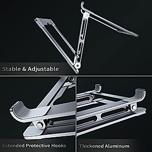 VIGLT Laptop Stand for Desk, Adjustable Laptop Stand Holder Portable Laptop Riser with Multi-Angle Height Adjustable Computer Stand for MacBook Air/Pro and More Notebooks 10-17.3"-Grey