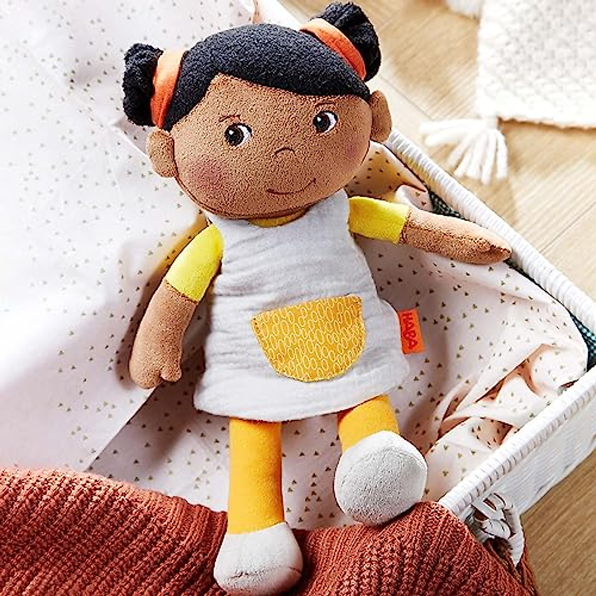 HABA Snug Up Soft Doll Jada 11.5" with Black Hair - Machine Washable