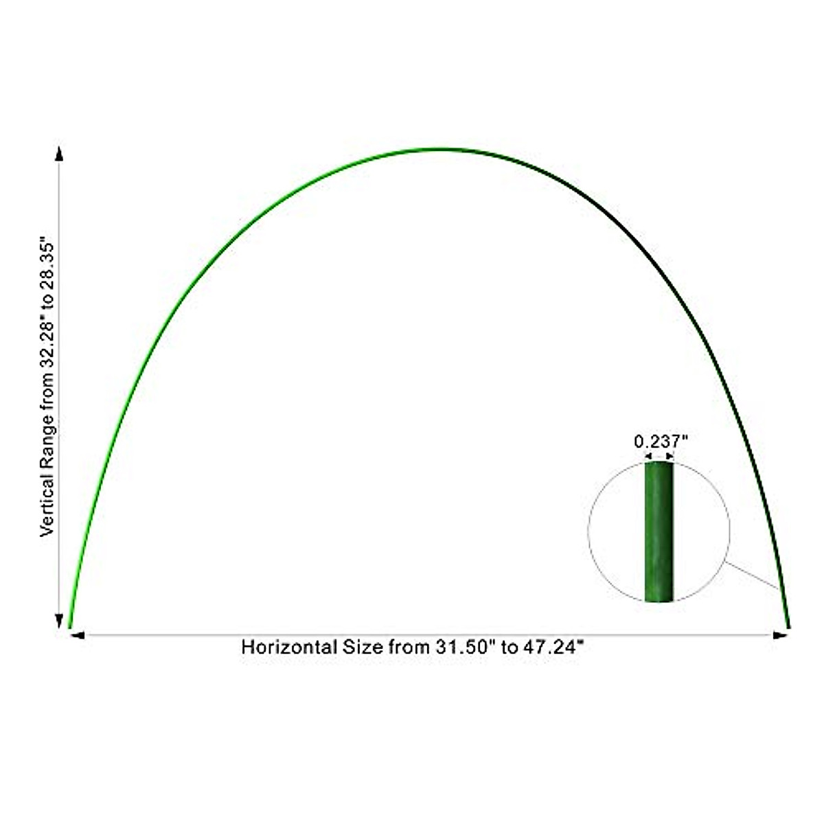 Hoop House Greenhouse Hoops Garden Hoops for Raised beds Garden Tunnel Hoops for Garden beds Grow Tunnel Hoop House kit Wire Hoops Garden Hoop Tunnel Garden Hoops for Row Cover Hoops 6.56ft (6Pack)