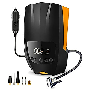 Rickwayy Tire Inflator Portable Air Compressor, 12V DC Air Pump for Car Tires, 150PSI Auto Portable Air Compressor with Emergency Light, Air Pump for Car, Motorcycle, Bicycle and Other Inflatables