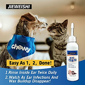 JIEWEISHI PET Ear Cleaner Soothe Itchy & Inflamed Ear Infection Treatment Solution Otic Advanced Ear Cleanser for Dogs & Cats