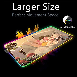 Mouse Pads Anime Girl Sexy Butt Mouse Pad RGB LED Mouse Pad Computer Notebook PC Glowing Gaming Accessories Keyboard Carpet Mat 39.37 inch x19.68 inch -A9