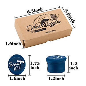 Whaline 8 Pack Silicone Wine Bottle Stoppers and Gift Box, Funny Silicone Reusable Caps Bottle Sealers with a Funny Saying for Wine Beer Bottles