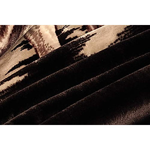 SOLARON Korean Super Thick Heavy Weight Ultra Silky Soft Mink Heavy Duty Reversible Blanket Bed comforters bedspreads Bedding Comforter King or Queen (Queen, 119 Wolf Black)