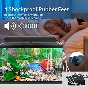 LAWNFUL Aquarium Air Pump with 4 Outlets (1.6L/min, Up to 400 Gallon), Quiet Fish Tank Air Pump with Adjustable Air Valve for Aquarium, Hydroponics, Fish Tank, Pond