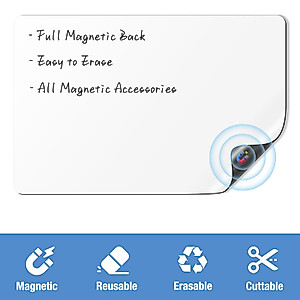 Magnetic Dry Erase Whiteboard for Fridge,Easy to Write and Clean Refrigerator Magnets for Whiteboard Flexible with Magnetic Markers and Eraser