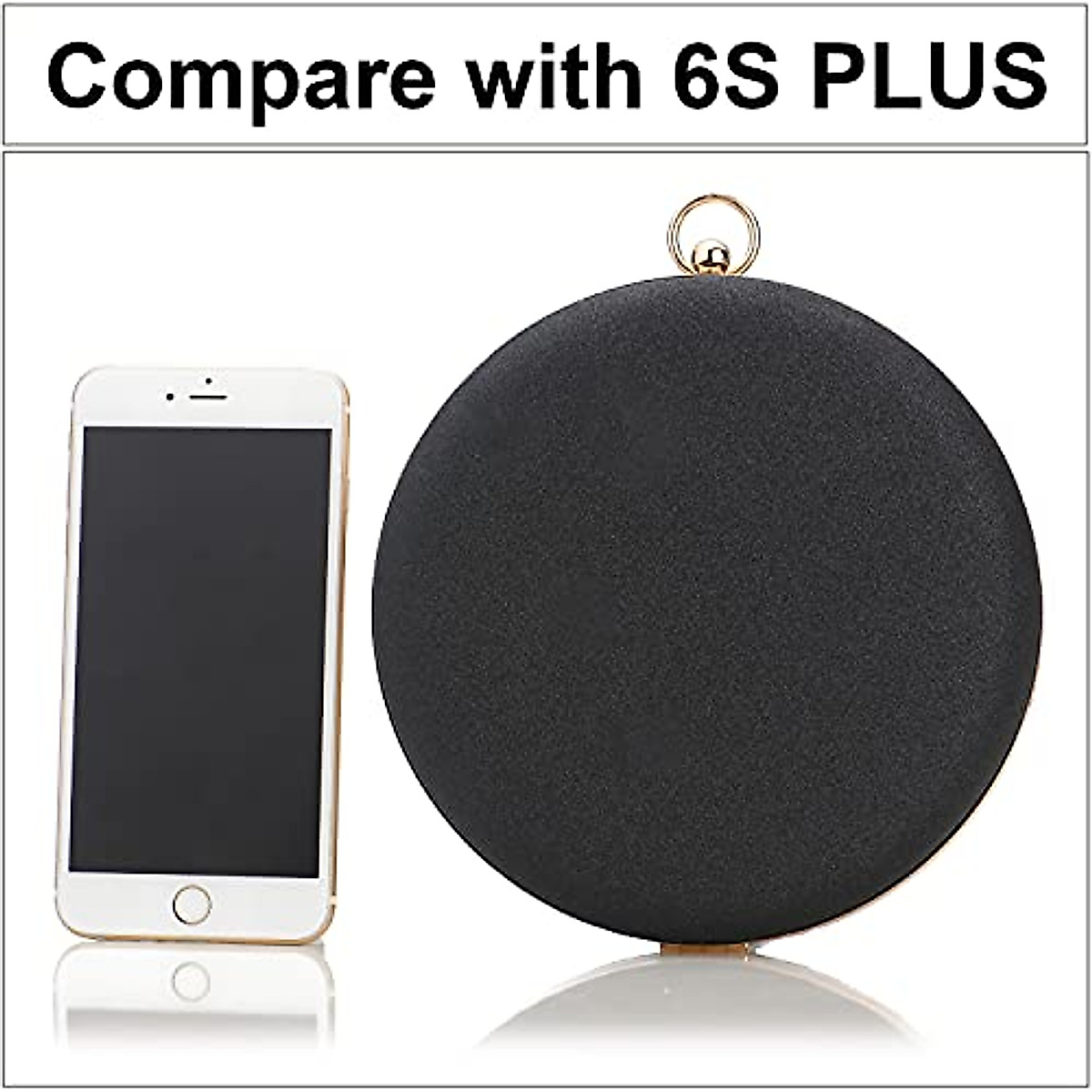 Round Evening Bag Sparkling Glitter Purse Rhinestone Top Handle for Party Cross Body Shoulder Bag for Wedding Bridal (Black)