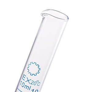 uxcell Borosilicate Glass Graduated Cylinder, 10ml Measuring Cylinder, Science Test Tube Beakers, Single Metric, Blue Hex Base Flask for Lab Home 2Pcs